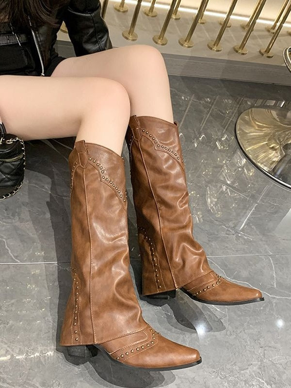 Women's high boots with rivet high boots – Emma Mae Boston